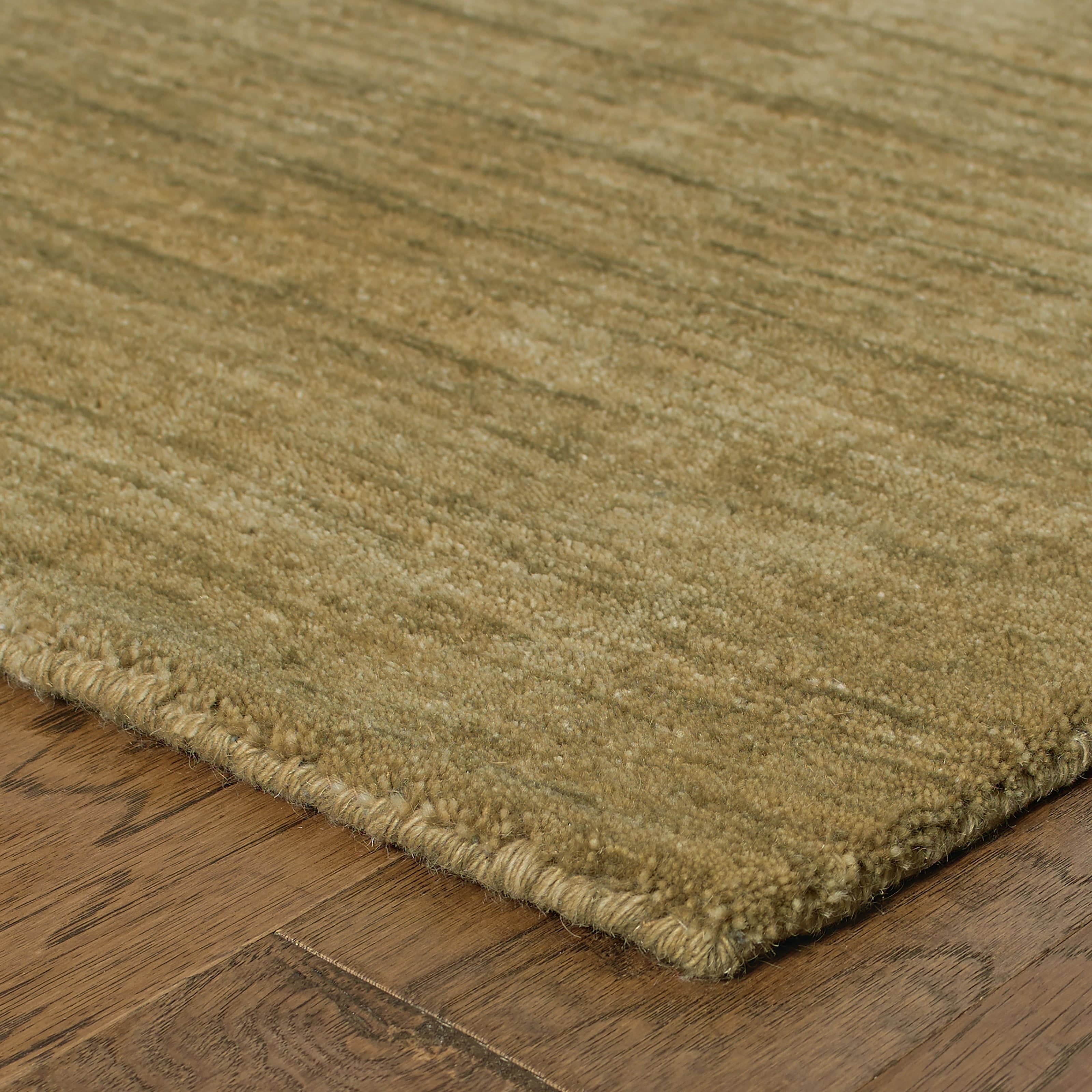 Style Haven Heathered Solid Hand-crafted Plush Wool Area Rug Gold 8' x ...
