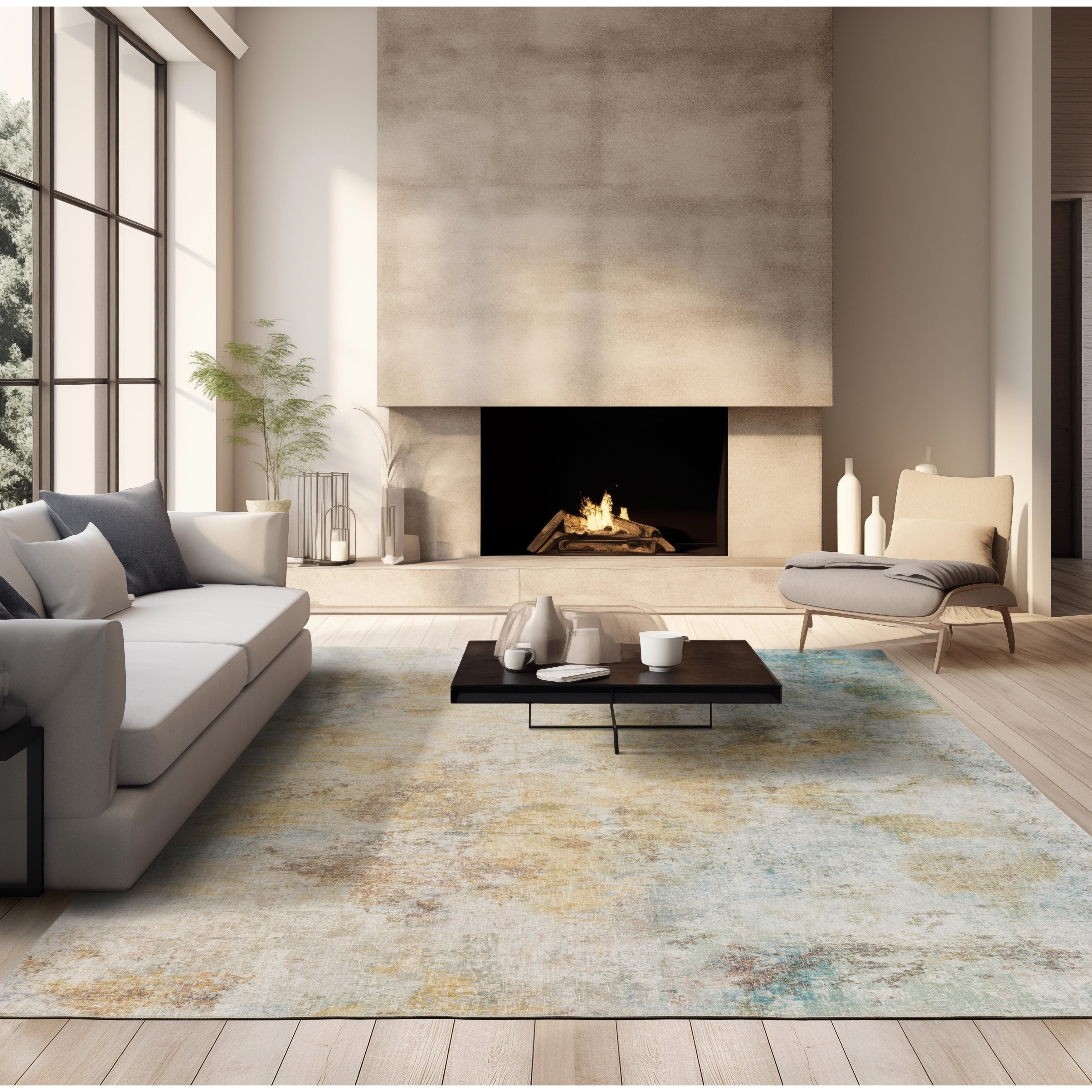 Style Haven Montreux Contemporary Abstract Yellow/Gold Area Rug 5' X 7 ...
