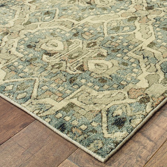 Style Haven Nedelja Distressed Geometric Dense Pile Area Rug Cream/Blue ...