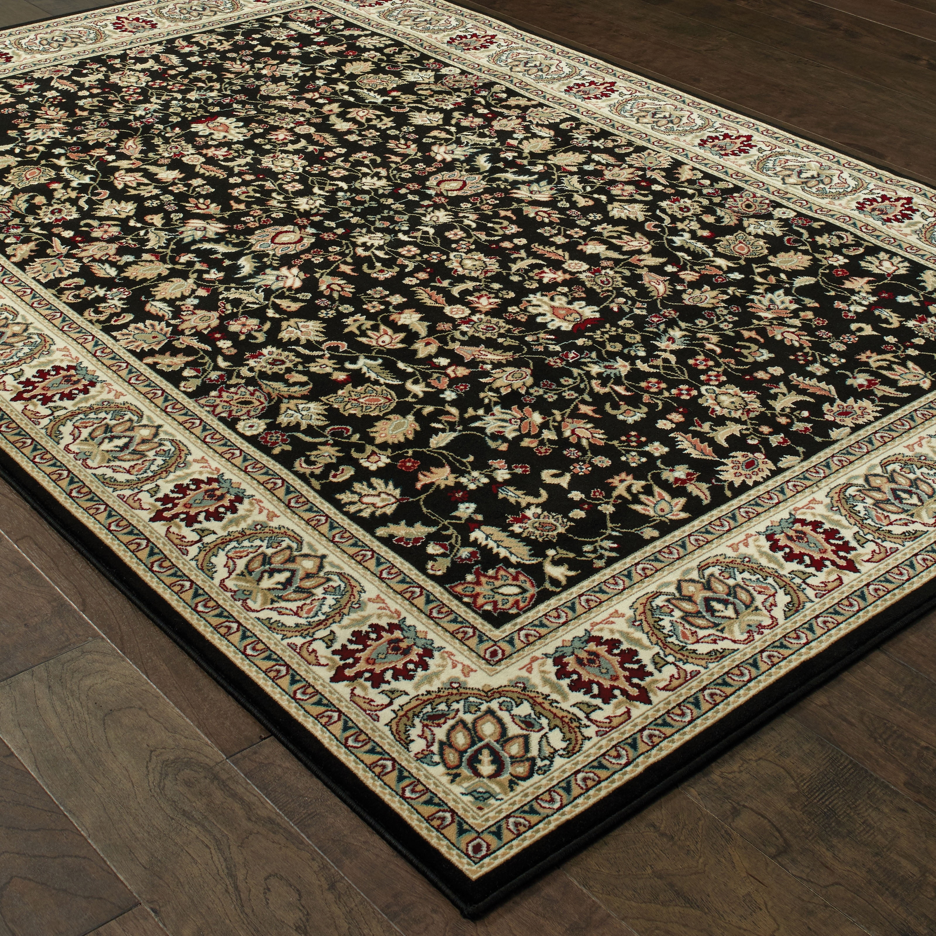 Style Haven Phillip Floral Traditions Area Rug Black/Cream 3'10" x 5'5 ...
