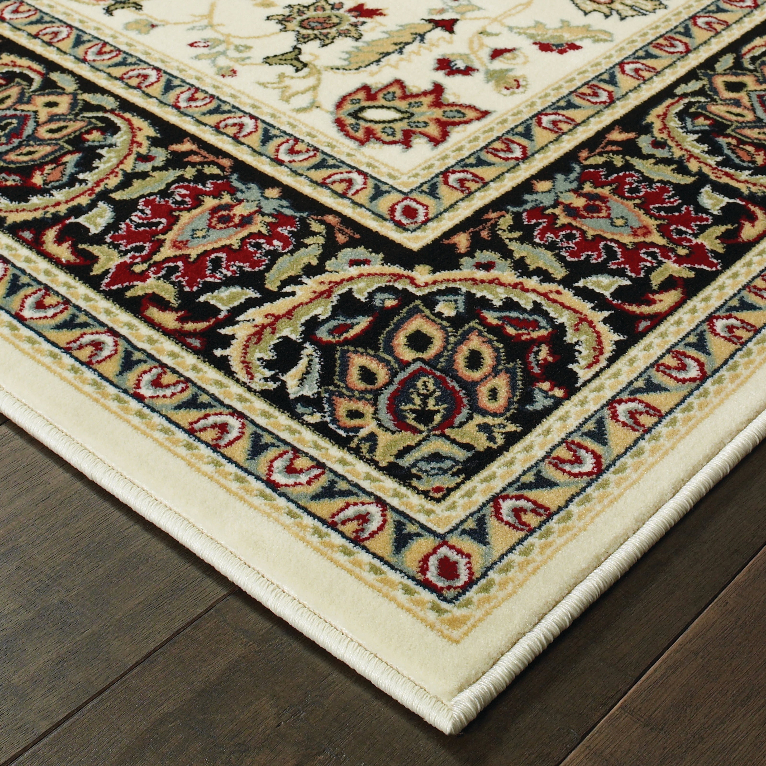 Style Haven Phillip Floral Traditions Area Rug Cream/Black 5'3" x 7'6 ...