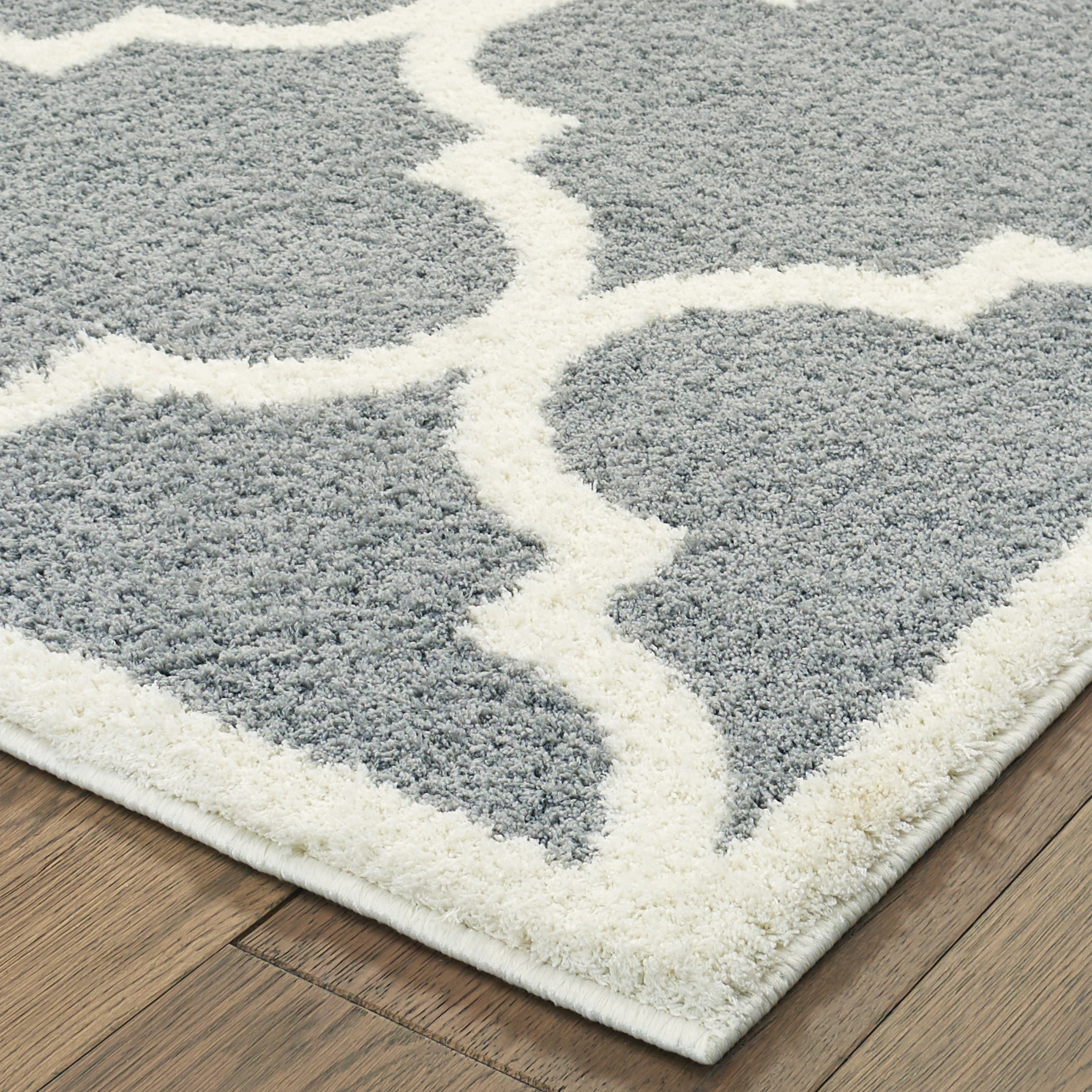 Style Haven Valentina Scallop Lattice Microfiber Area Rug Grey/Cream 6 ...