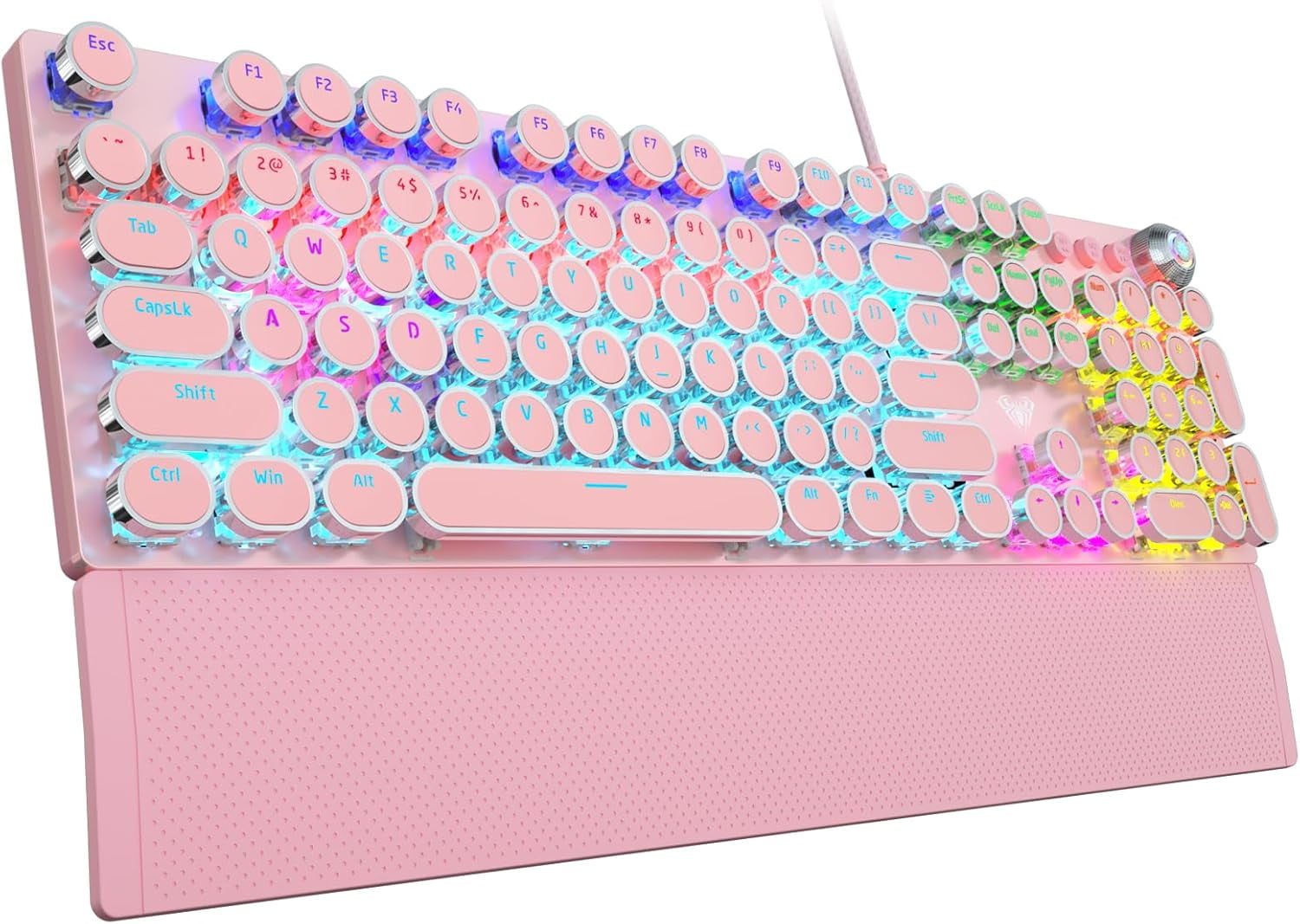 Style Mechanical Gaming Keyboard,Rainbow LED Backlit,Removable Wrist ...