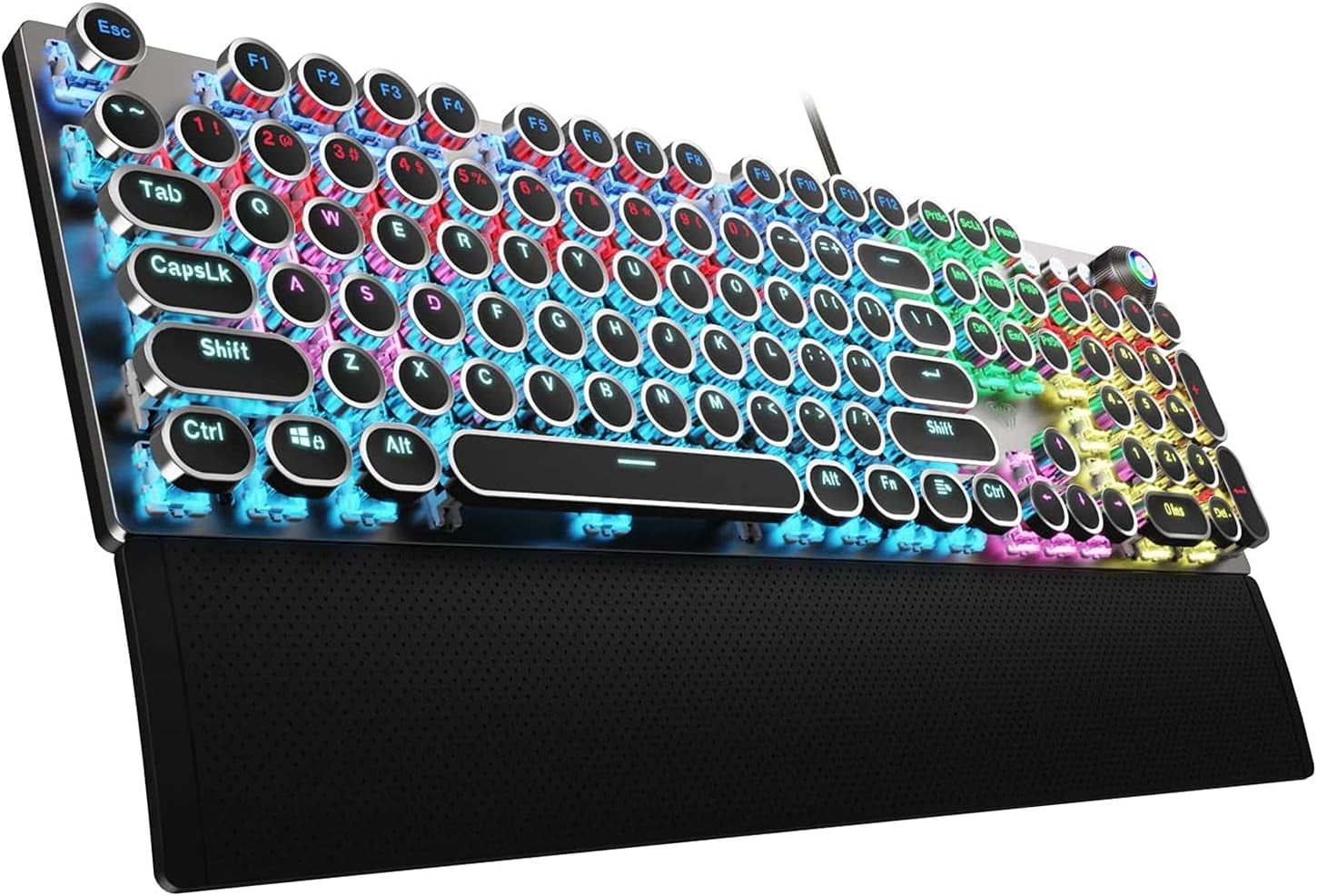 Style Mechanical Gaming Keyboard,Rainbow LED Backlit,Removable Wrist ...