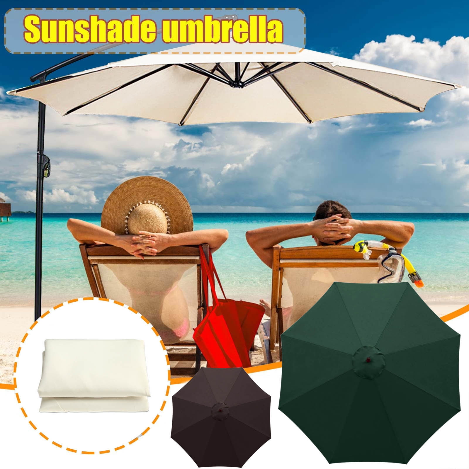 Style Refresh, 106 Inch Beach Umbrella, Outdoor Stall Umbrella, Durable ...