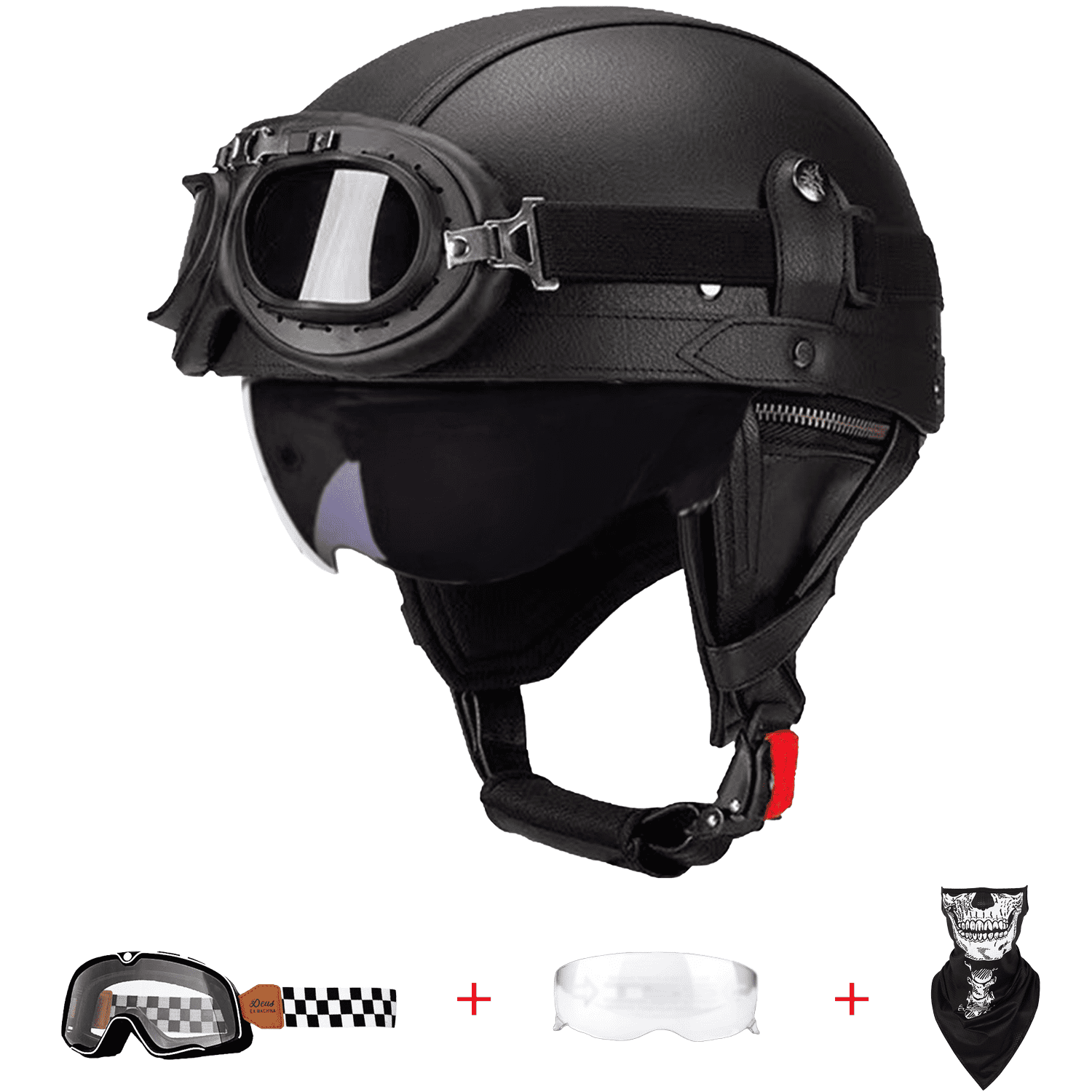 Style Retro Leather Half Helmet,Style Motorcycle Helmet,Motorcycle Half ...