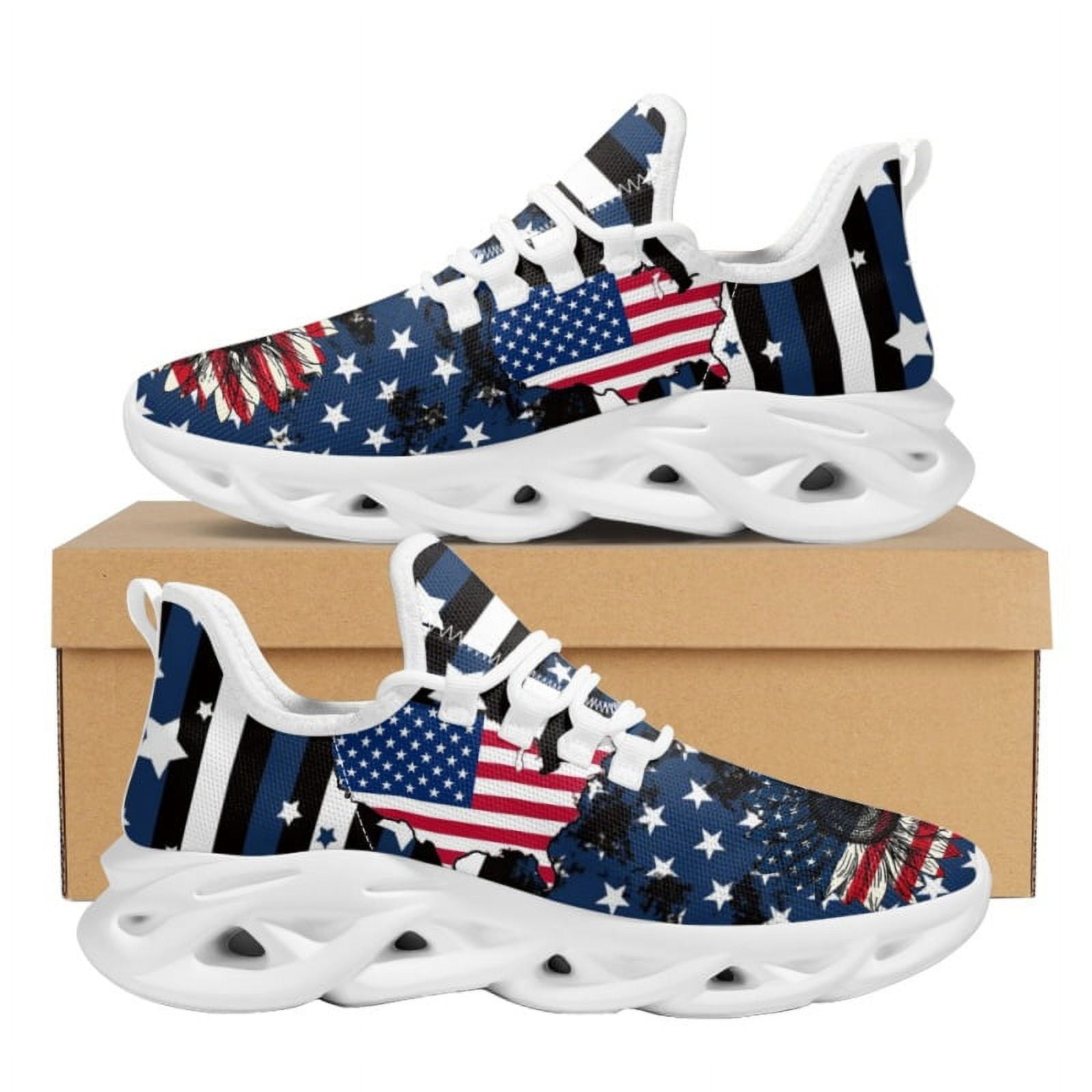 Style Running Mesh Shoes for Women Men American Independence Day Design ...