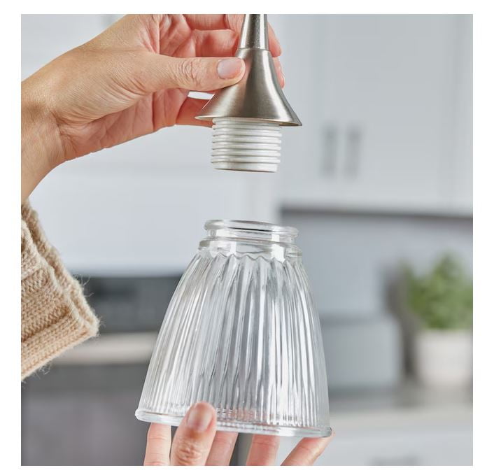 Style Selections 4.76-in x 4.37-in Bell Clear Ribbed Glass Vanity Light ...