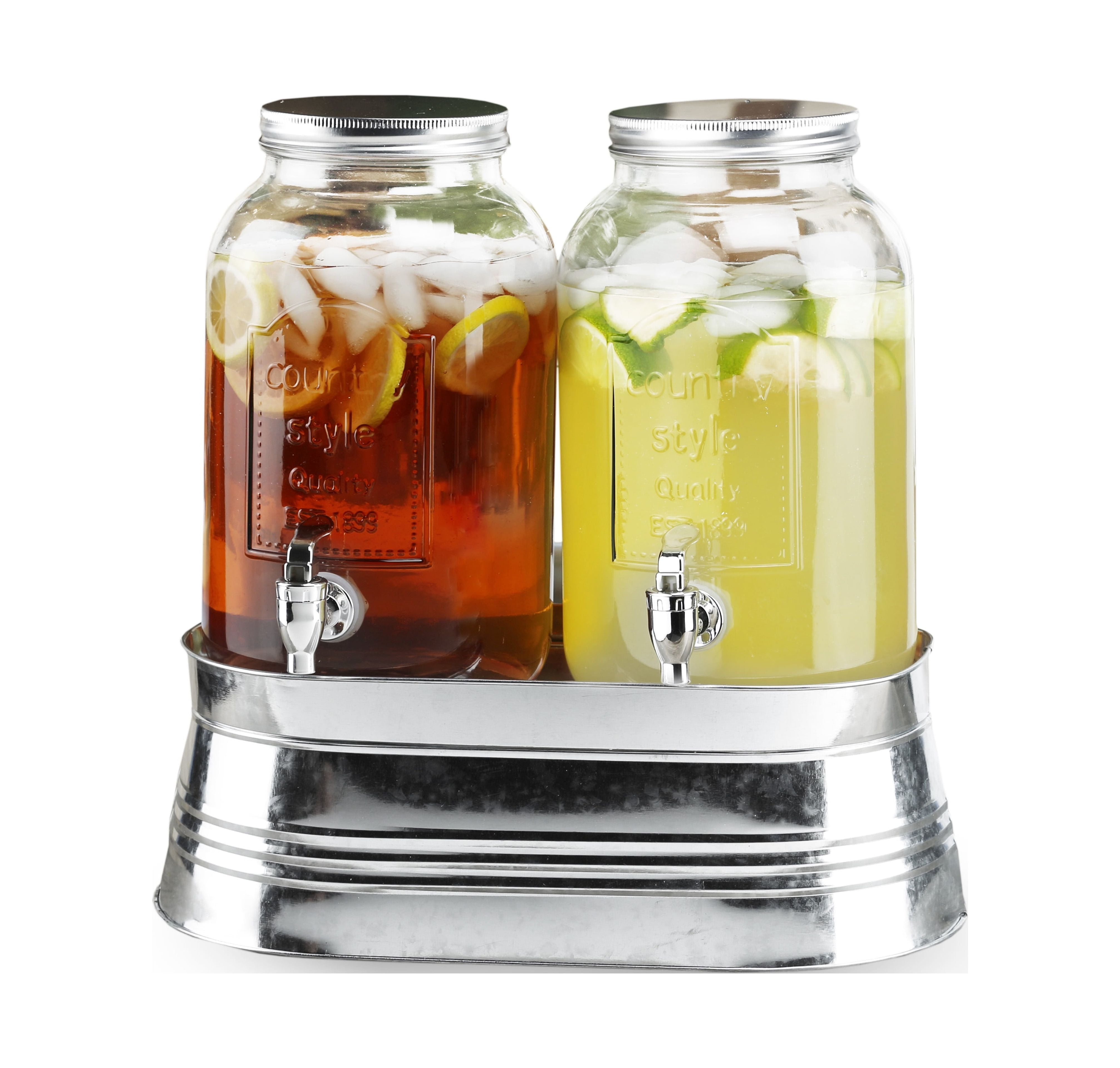 Style Setter, Classic Farmhouse Dual Clear Glass Drink Dispensers with ...