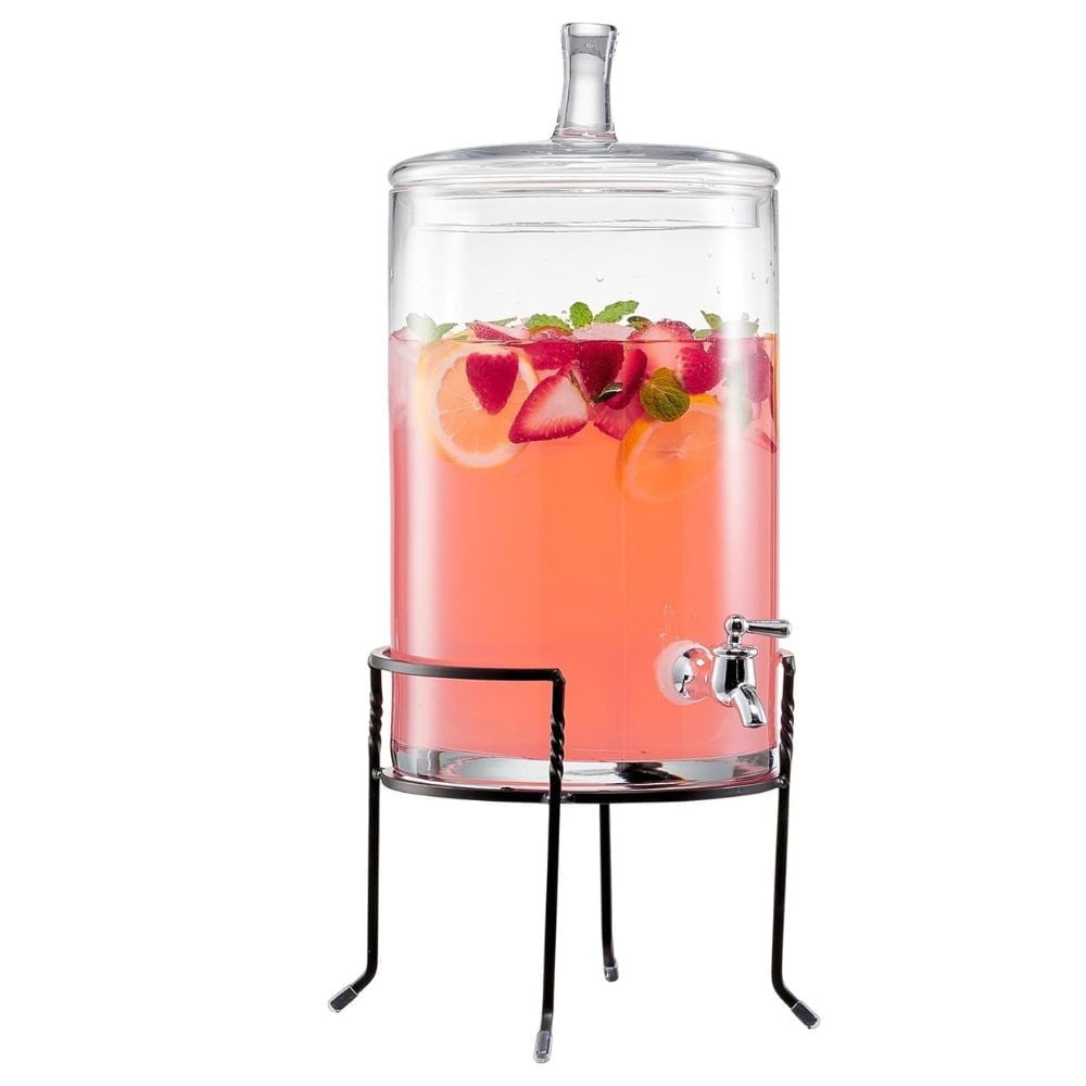 Style Setter Clear Glass Drink Beverage Dispenser With Metal Stand 2