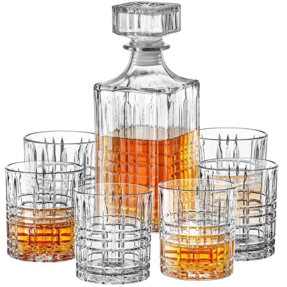 Style Setter, Clear, Lexington Glass Whiskey Decanter Set with 6 ...