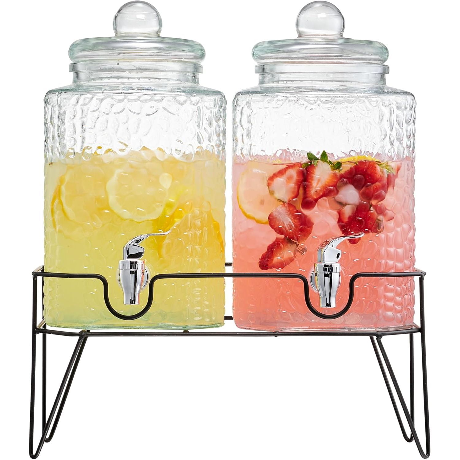 Style Setter Glass Beverage Dispenser with Stand (Set of 2), 1.5 Gallon ...