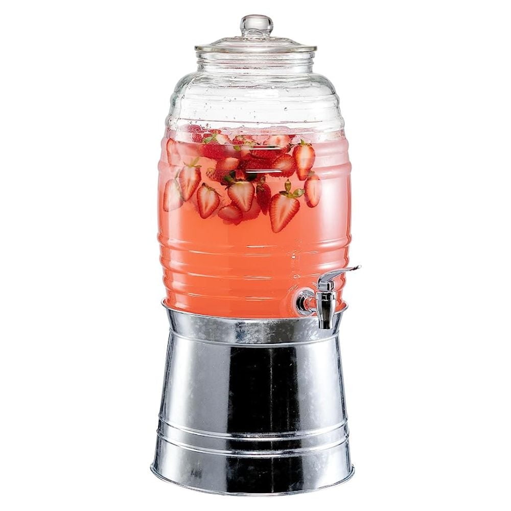 Style Setter Large Party Punch Drink Dispenser, Round Oak Grove, Clear ...