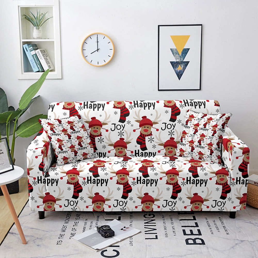 Style Sofa Cover For Living Room Snowman Print Couch Cover Armchair ...