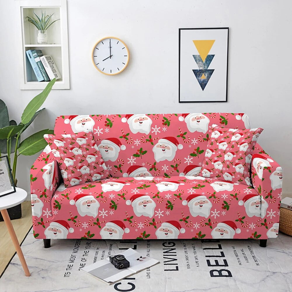 Style Sofa Cover For Living Room Snowman Print Couch Cover Armchair ...