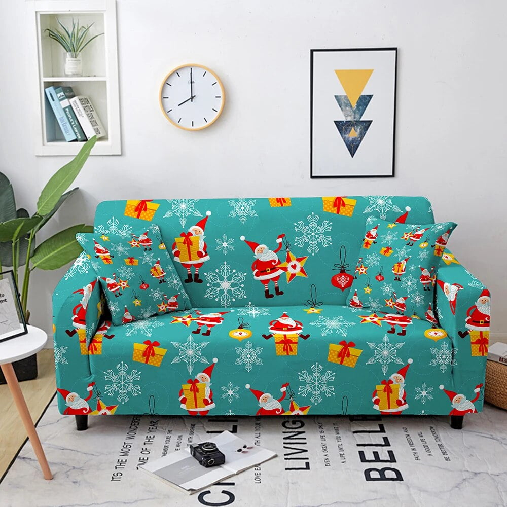 Style Sofa Cover For Living Room Snowman Print Couch Cover Armchair ...