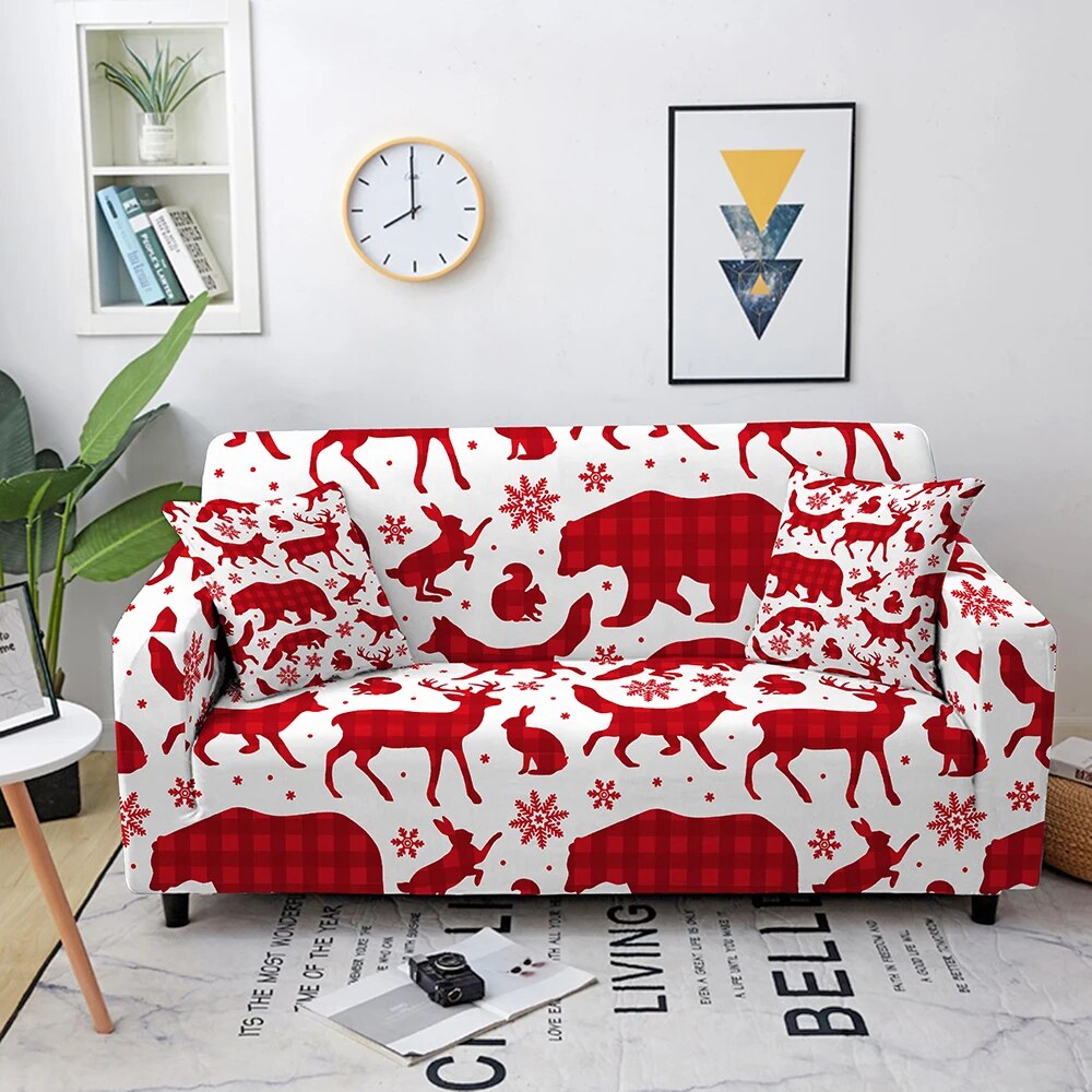 Style Sofa Cover For Living Room Snowman Print Couch Cover Armchair ...