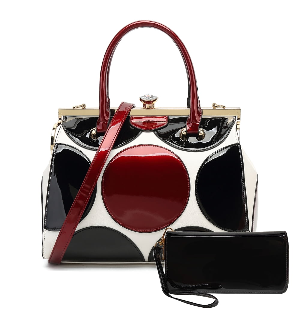 Style Strategy Patent Leather 2in1 Handbag with Handles, Straps, Small ...