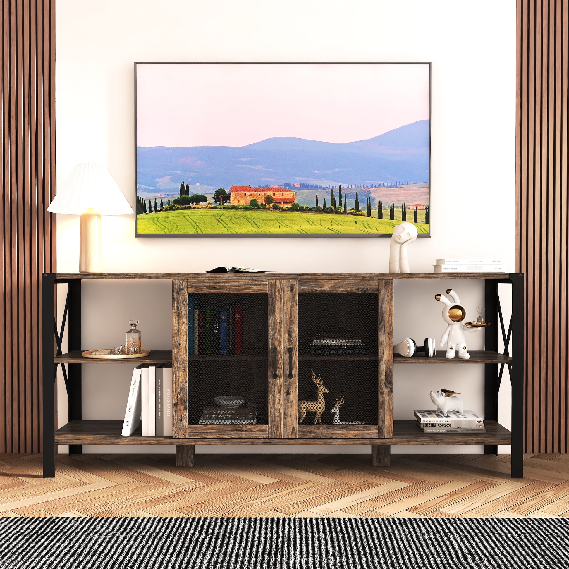 Style Tv Shelf, -colored For Living Room 80 Inch Console, Industrial ...