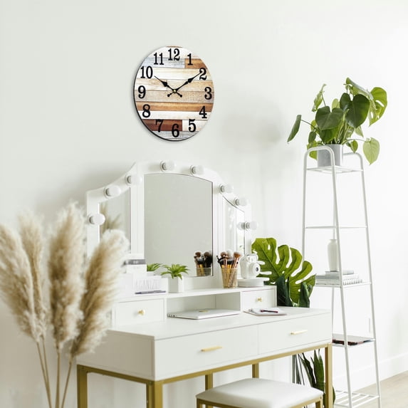 Style Wall Clock For Living Room Bedroom 24 Hour Display Modern Density ...