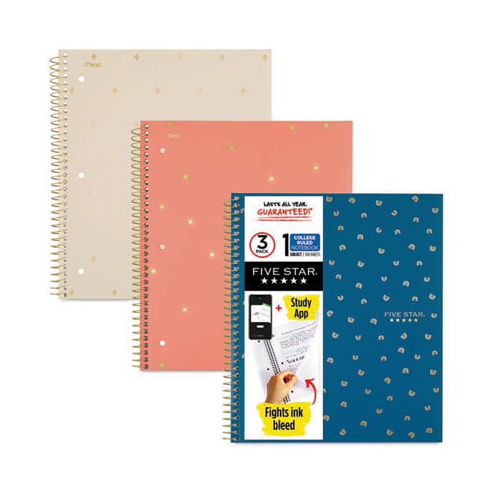 Style Wirebound Notebook, 1 Subject, Medium/College Rule, Assorted ...