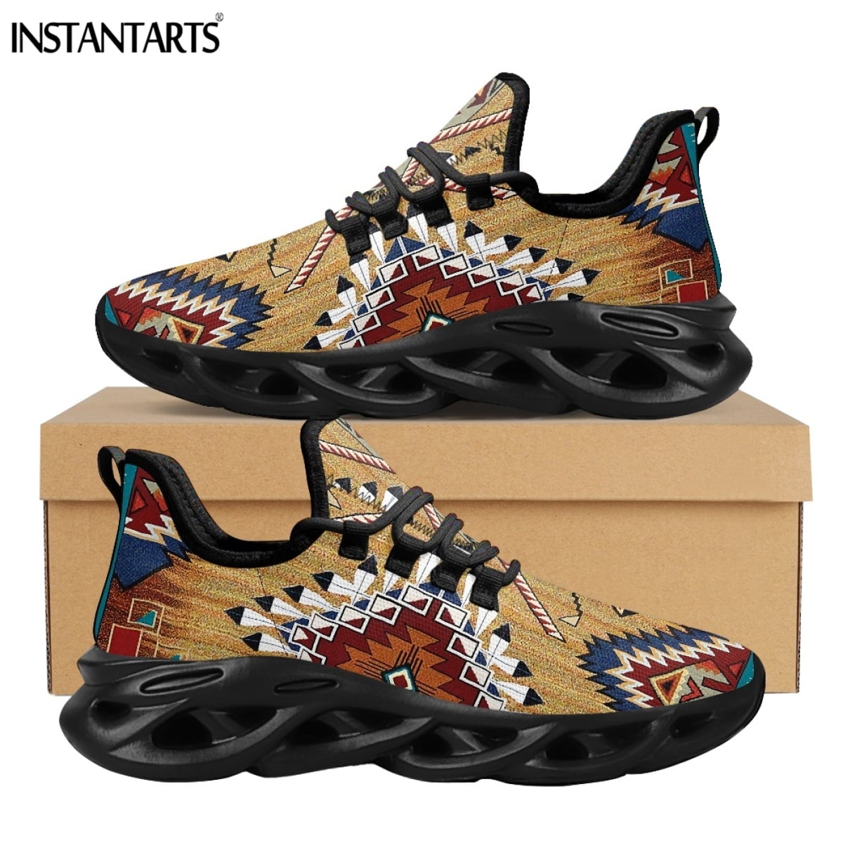 Style Women Platform Shoes Ethnic Tribal Aztec Pattern Lady Mesh Shoes ...