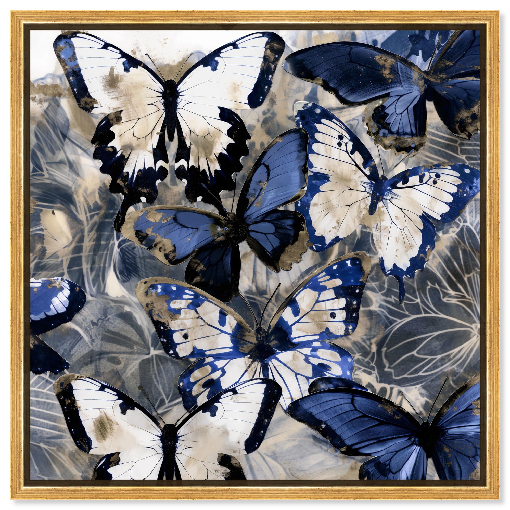 Styled Butterflies Canvas Butterfly Art by Art Remedy, Gold Frame, 16 ...