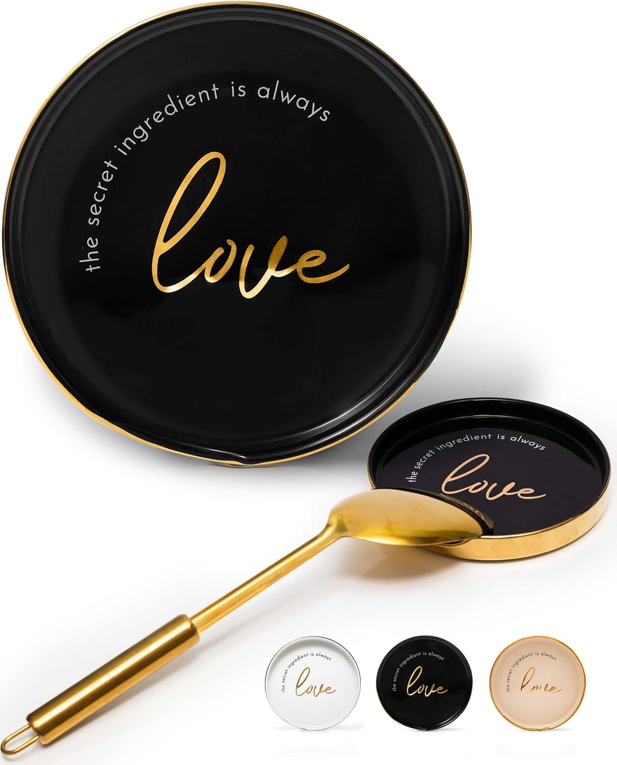 Styled Settings Black and Gold Ceramic Spoon Rest – Heat-Resistant ...