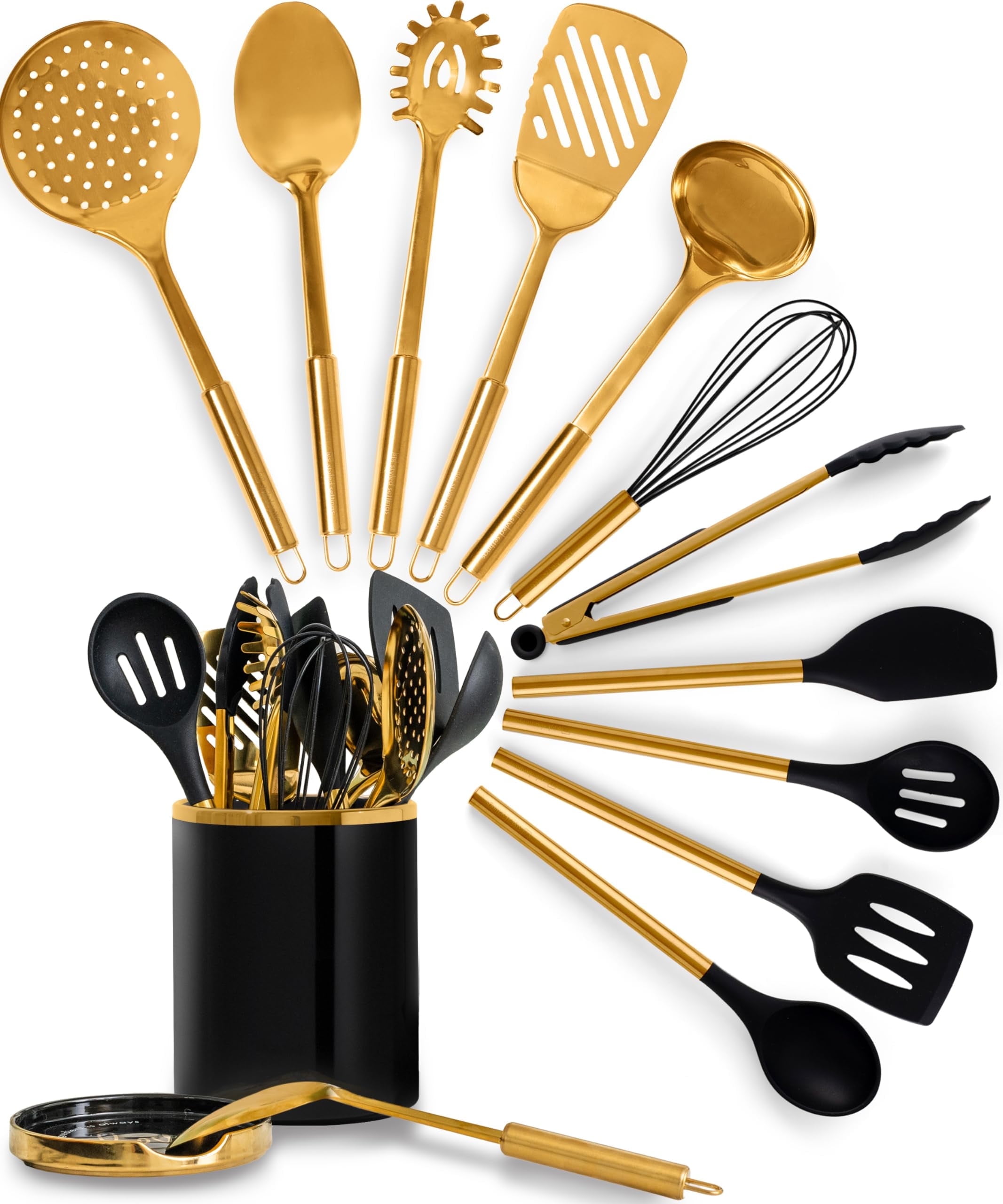 Styled Settings Black and Gold Cooking Utensils Set -13 PC Black and ...