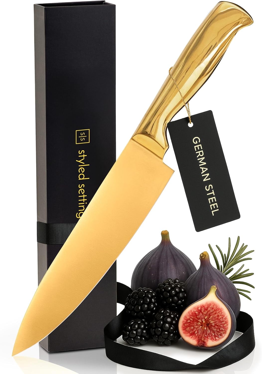 Styled Settings Gold Chef Knife – Ultra-Sharp German Stainless Steel ...