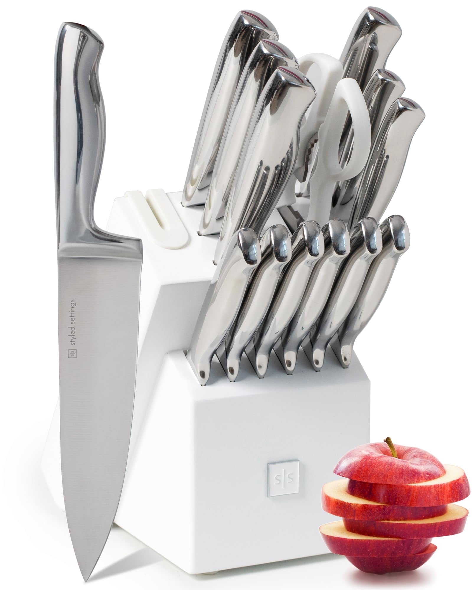 Styled Settings Stainless Steel Knife Set with Built In Sharpener - 14 ...