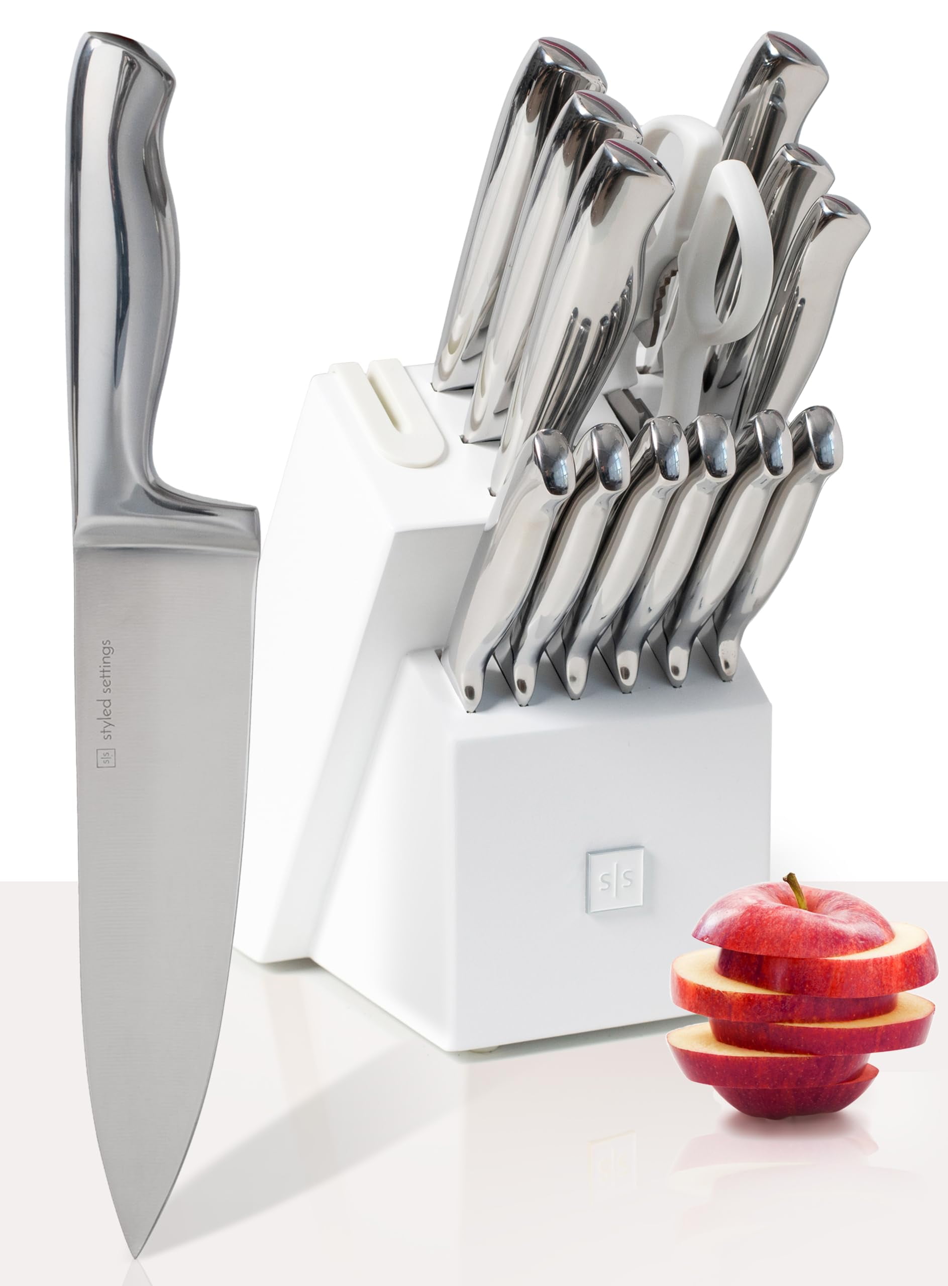 Styled Settings Stainless Steel Knife Set with Built In Sharpener - 14 ...