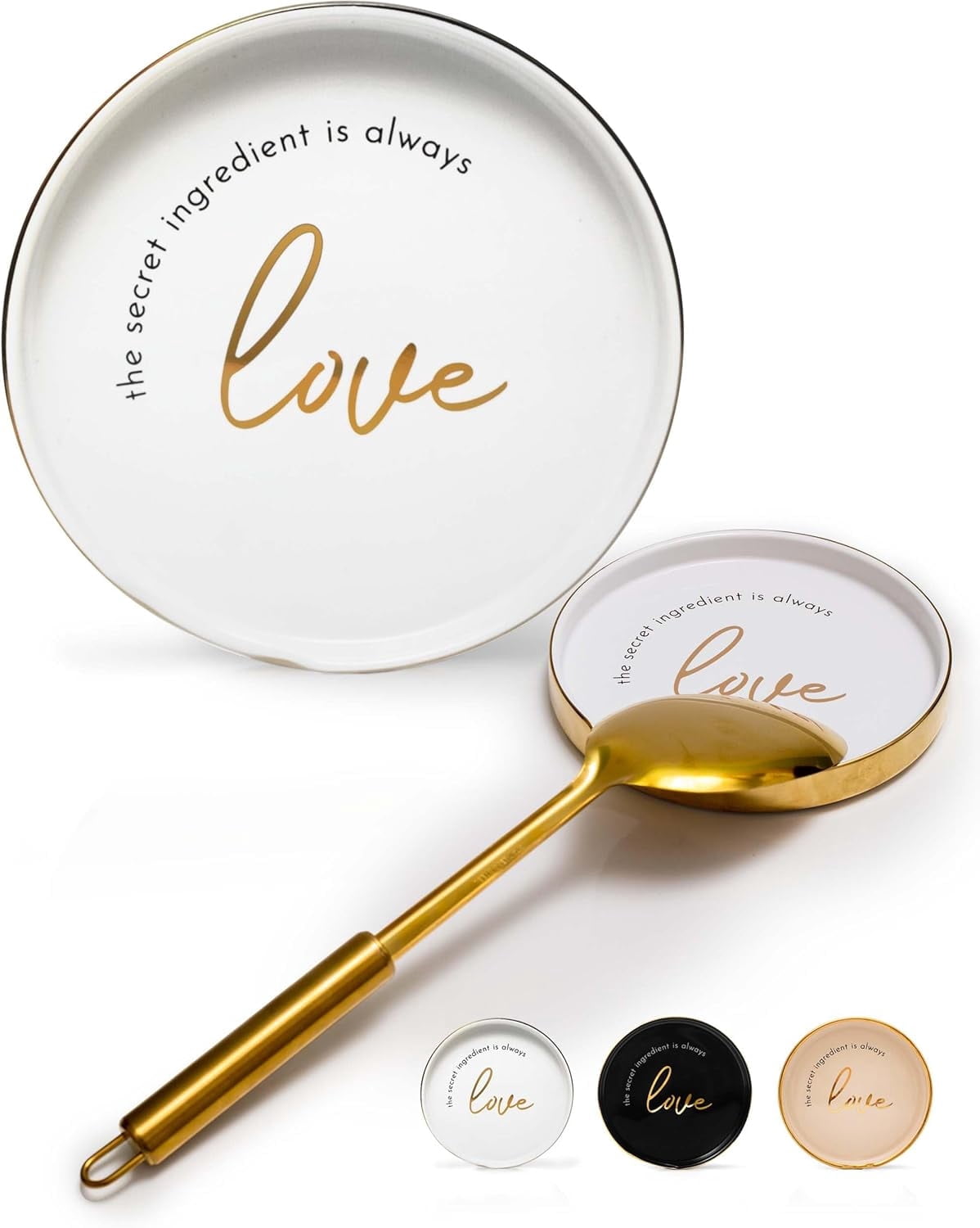 Styled Settings White and Gold Ceramic Spoon Rest – Heat-Resistant ...