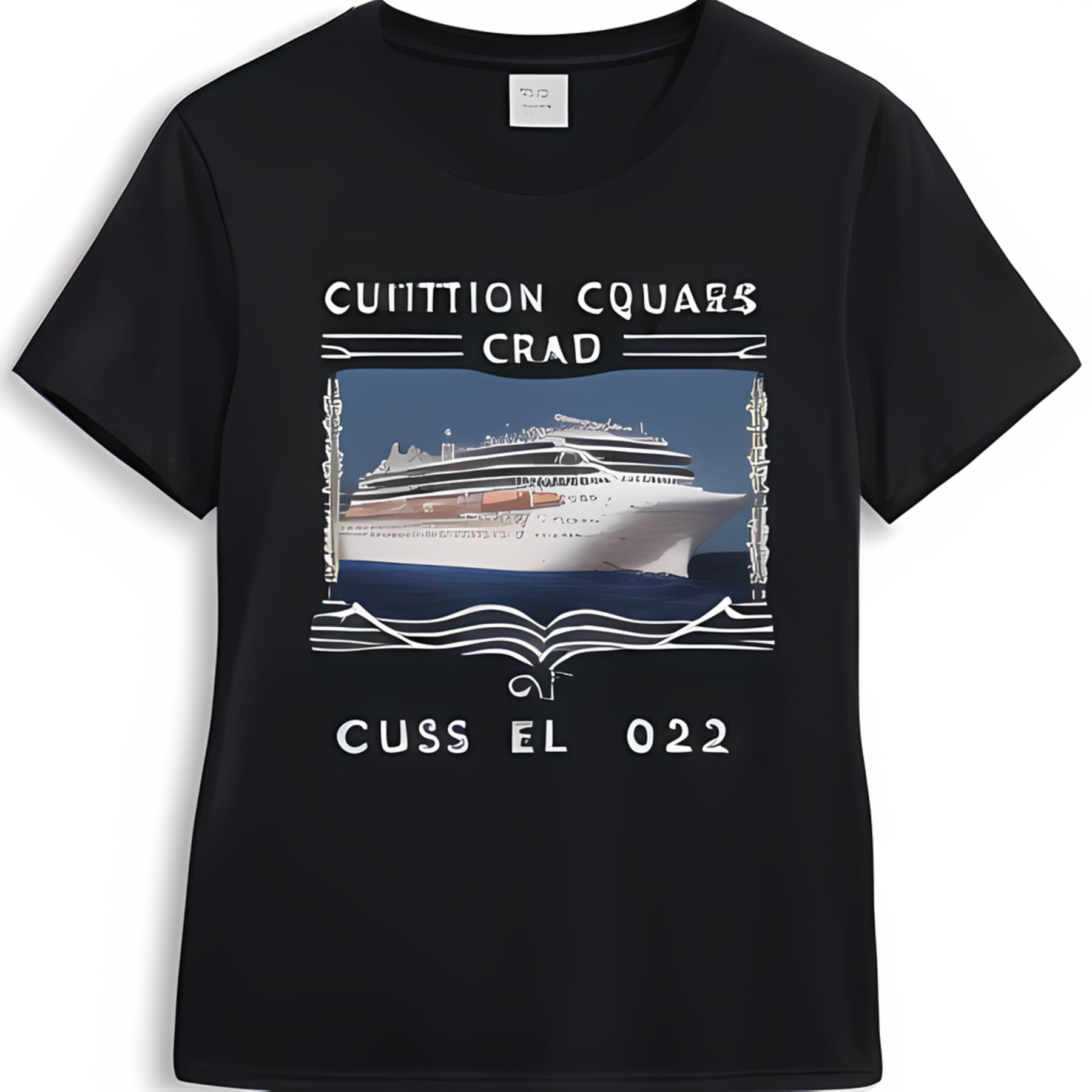 Styleish Black T-Shirt with 'Catitude Quare' Cruise Ship Design for ...