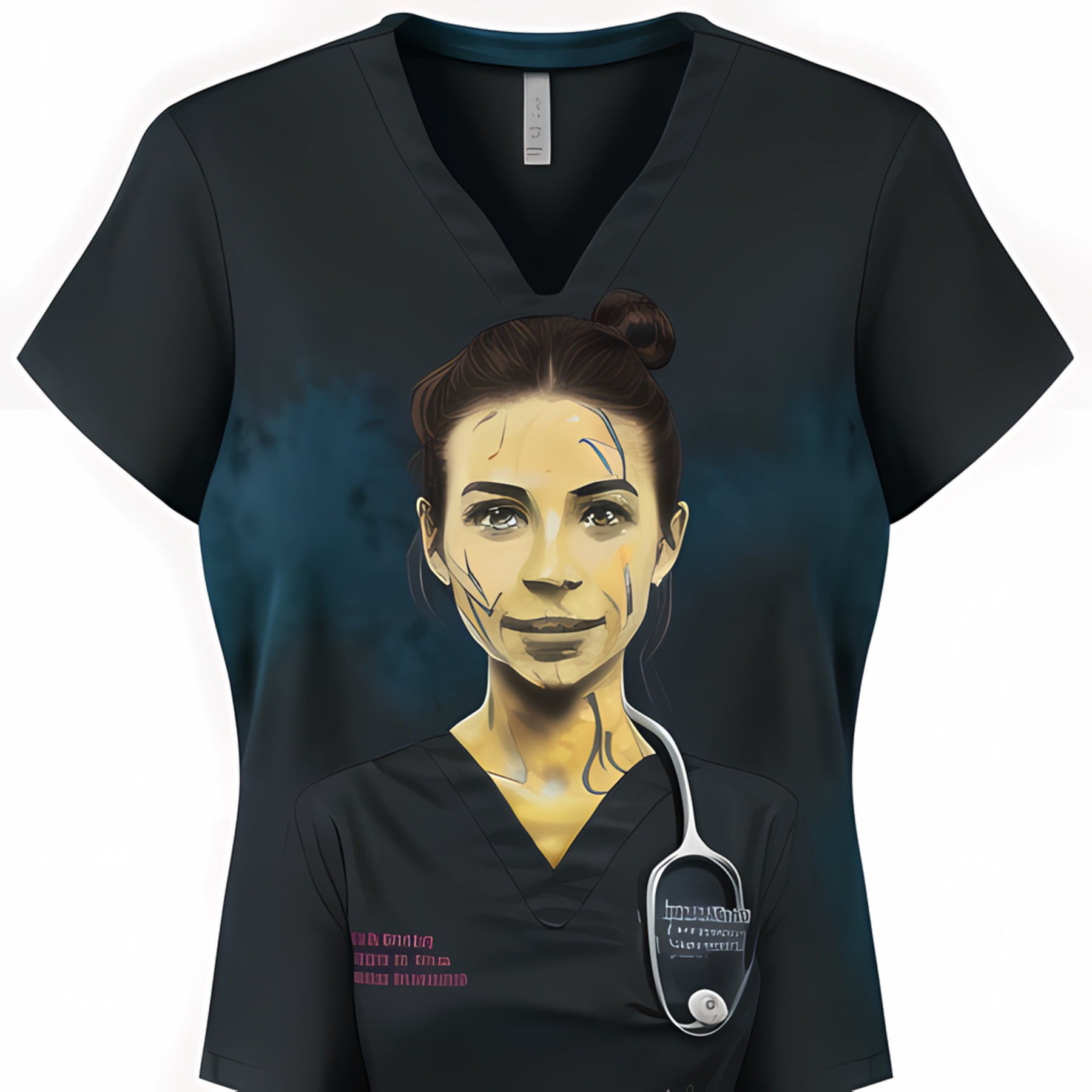 Styleish Portrait T-Shirt Dark Blue Sublimation Print with STeethoscope ...