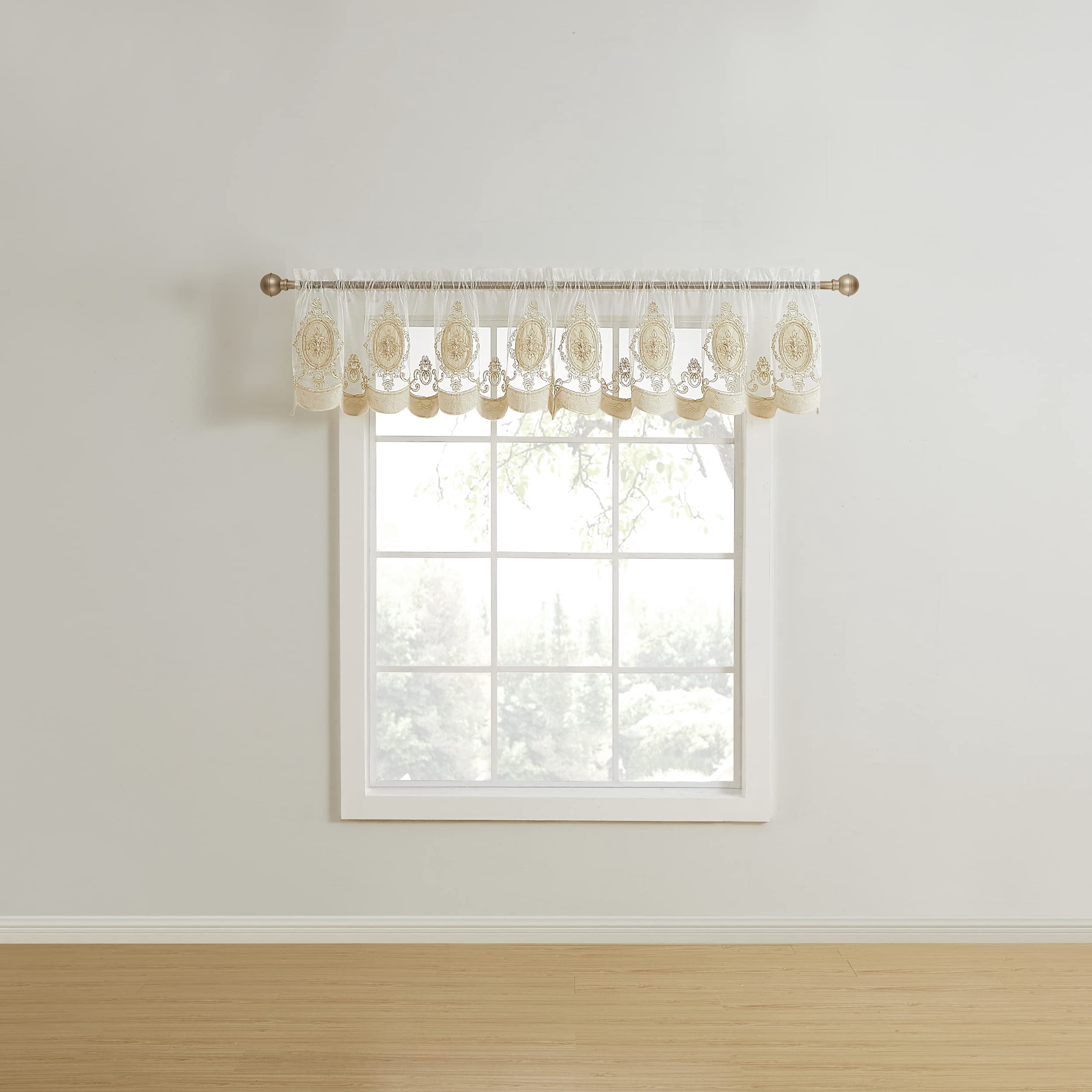 Stylemaster(R) ZARI Lurex Sheer Valance with Velvet Embroidery ...
