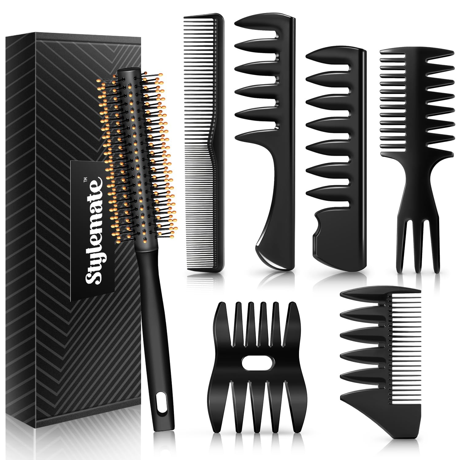 Stylemate Men's Hair Styling TMA2 Combs and Brush Set - Roller Brush ...