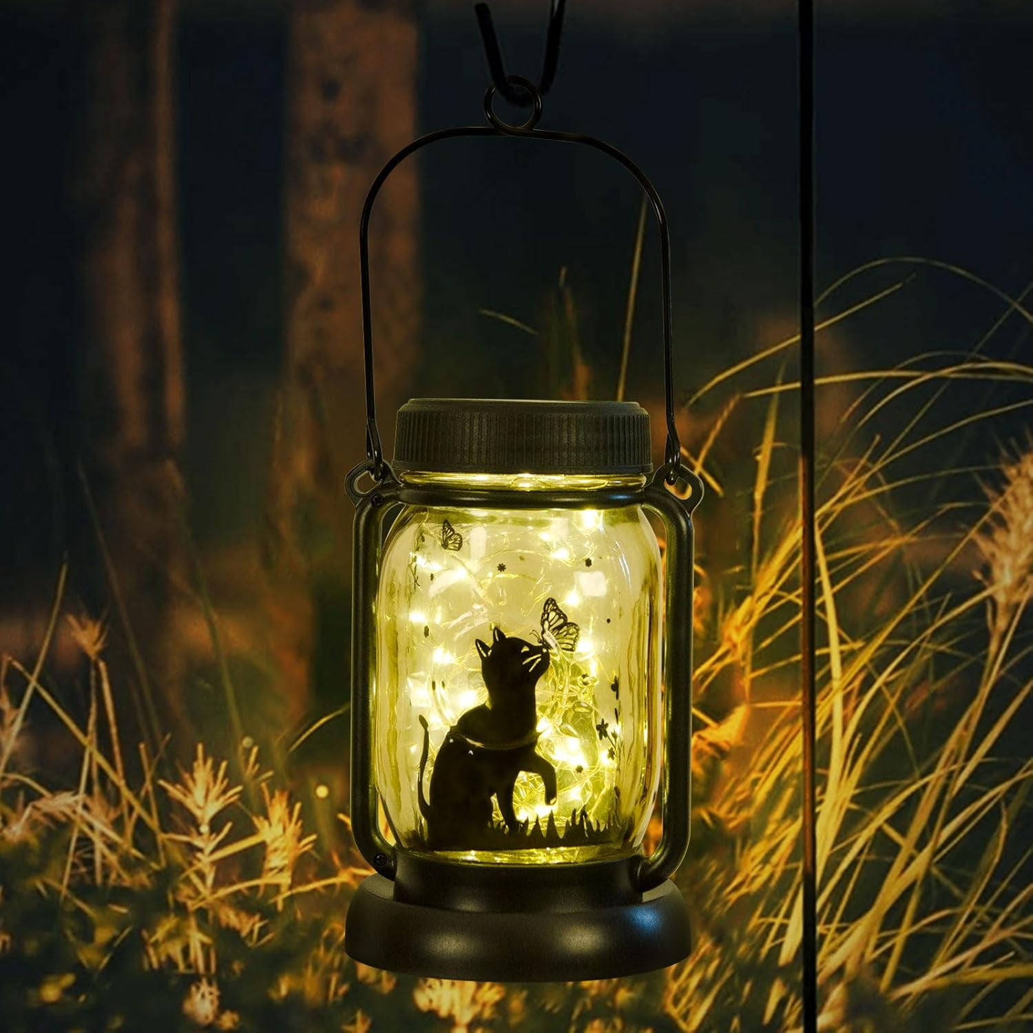 Styleonme Decor Mobile Outdoor Solar Lanterns, Cat & Butterfly Fairy ...