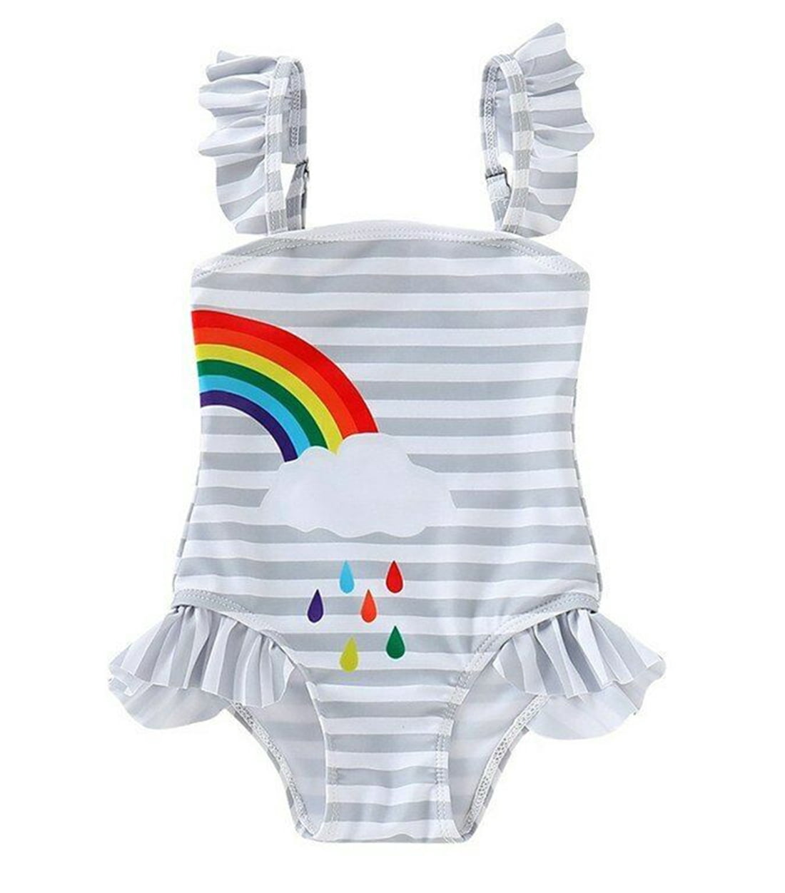 Styles I Love Baby Girl Matching Rainbow One-Piece Swimsuit Twin Girl ...
