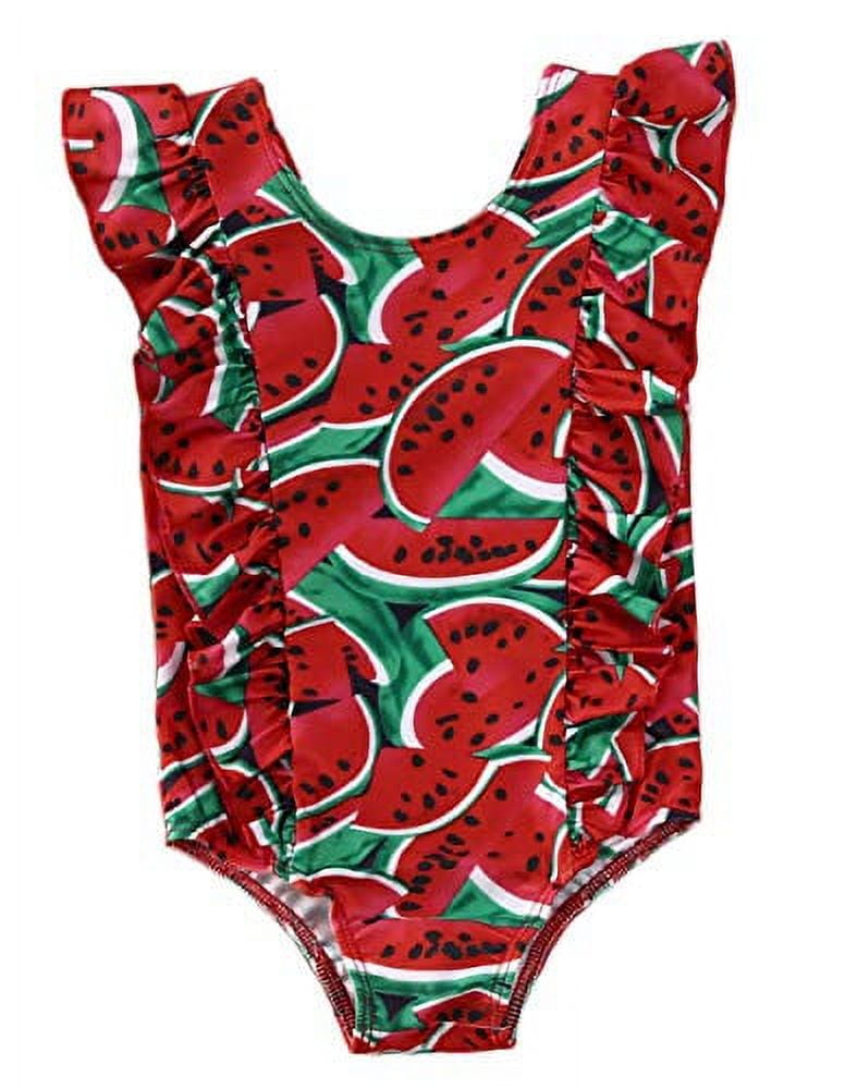 Styles I Love Baby Toddler Girls Watermelon Red Ruffle One-Piece ...