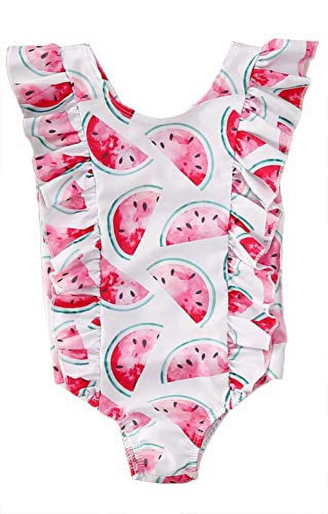 Styles I Love Baby Toddler Girls Watermelon White Ruffle One-Piece ...