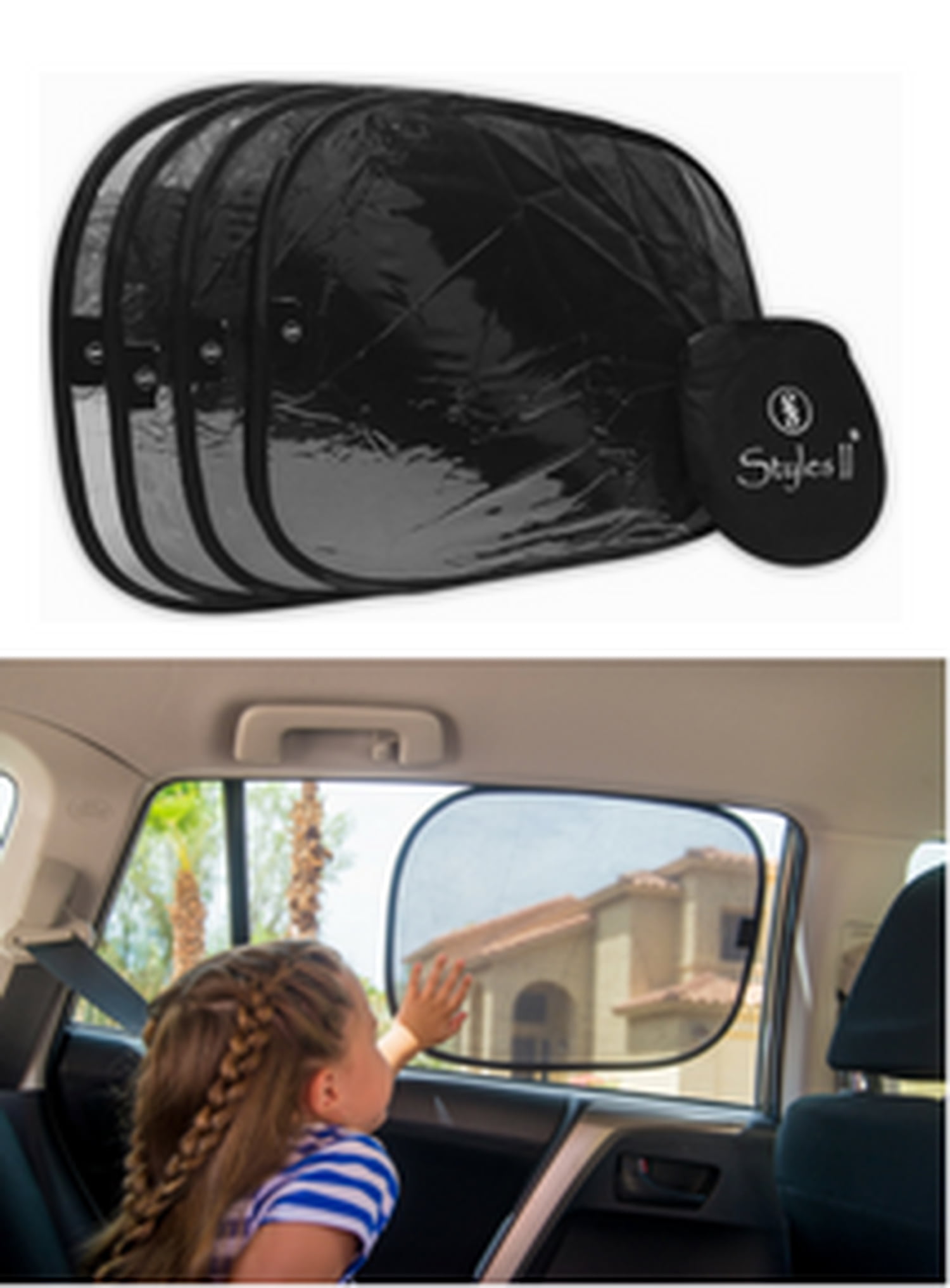 Styles II Car Window Sun Shade (4 Pack) 19" x 14" Cling Sunshade For ...