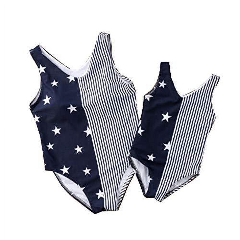 StylesILove Mommy and Daughter Navy Blue One Piece Swimsuit American ...