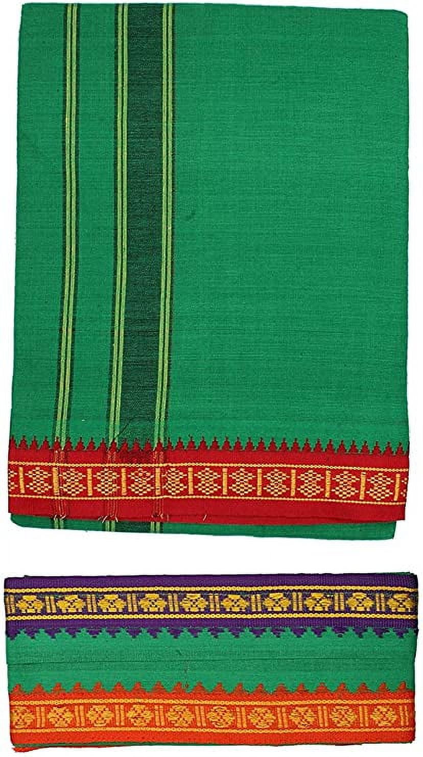 Stylesindia Men's Cotton Colored Dhoti with Angavastram (Towel ...