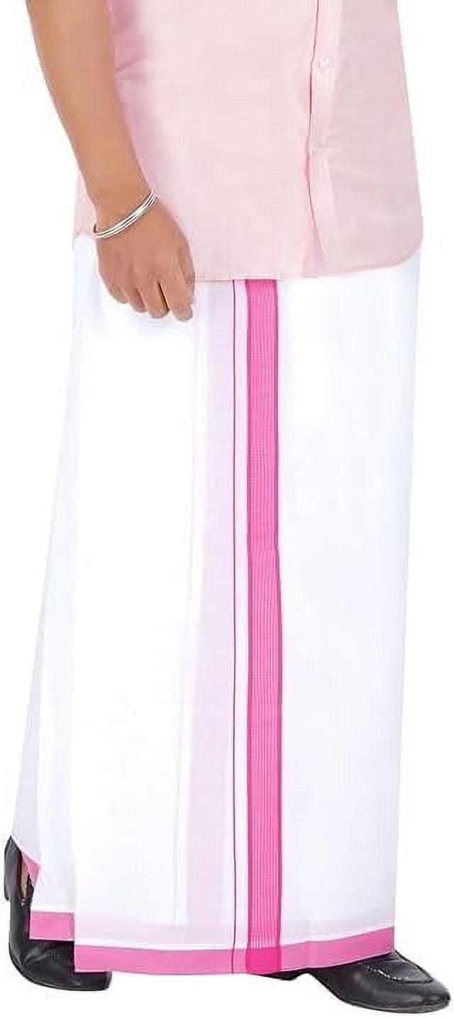 Stylesindia Pure Cotton Double Layer Dhoti Vesti Mundu Golden Zari ...