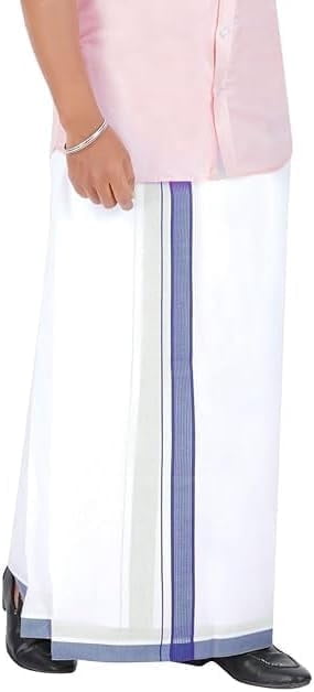 Stylesindia Cotton Dobby Design Border Double Layer Dhoti Cotton Vesti ...