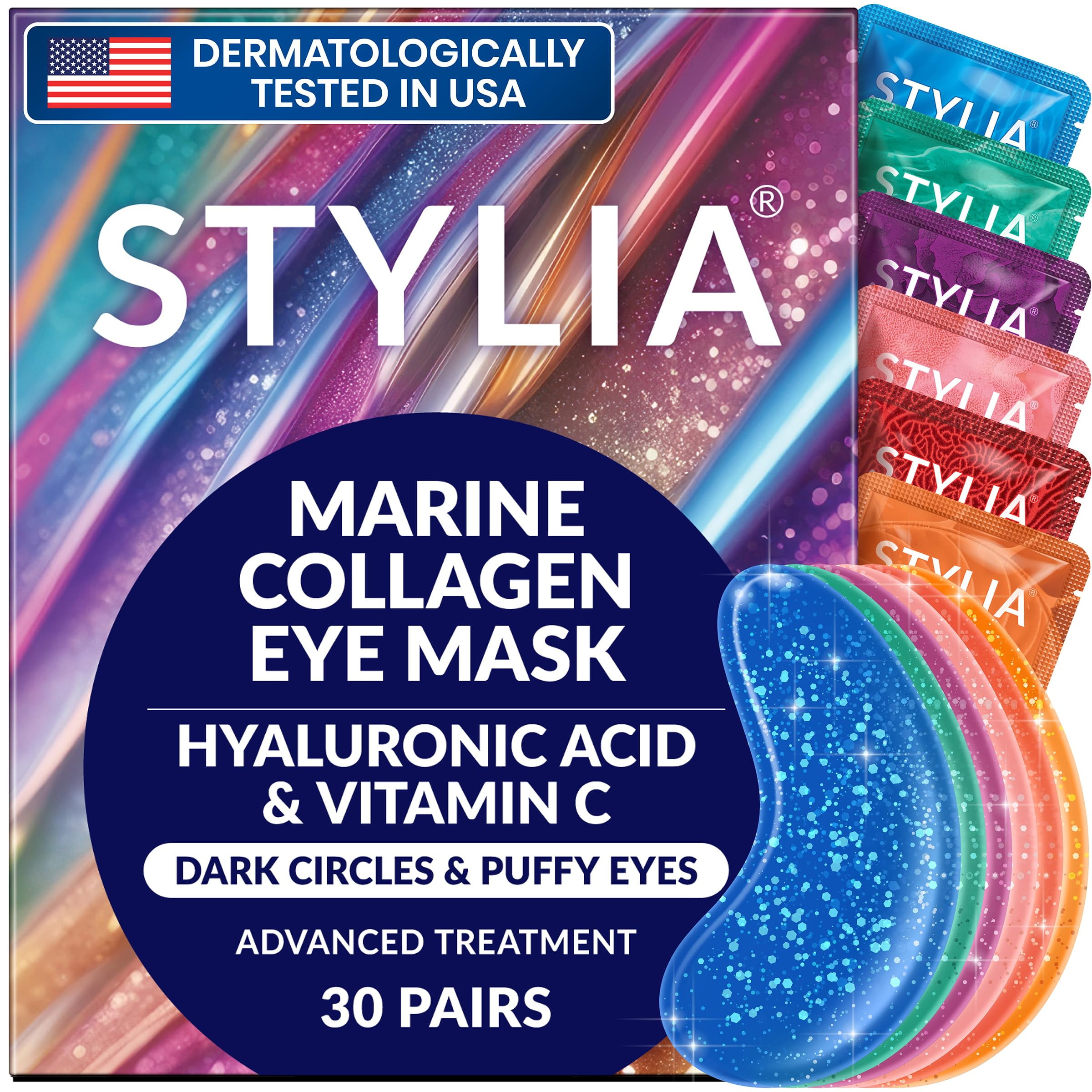 Stylia Under Eye Patches Hmf23 For Puffy Eyes Dark Circles 30 Pairs Marine Collagen Under
