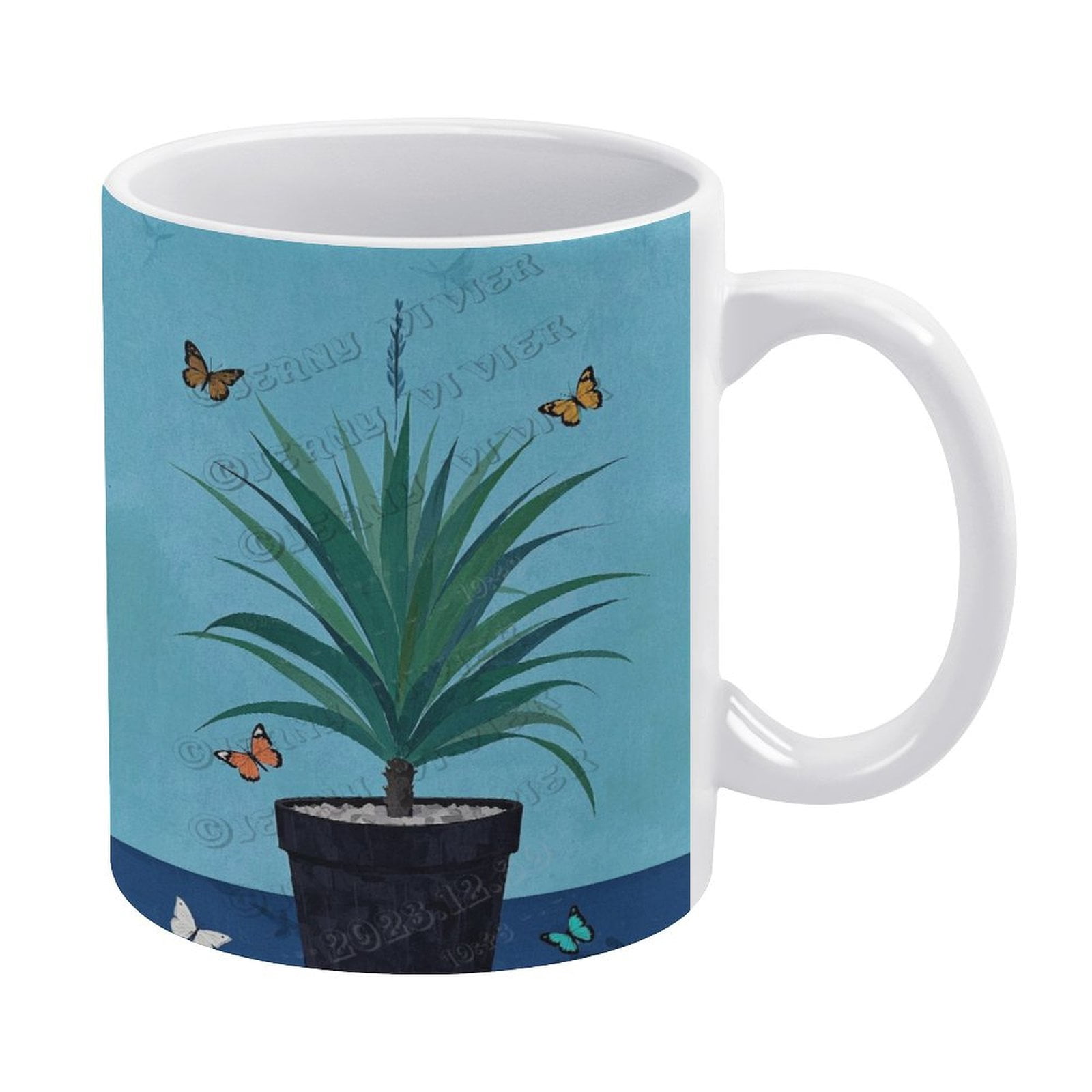 Stylish 11 OZ Floral Mug - Agave Coffee Cup with Garden Variety Designs ...