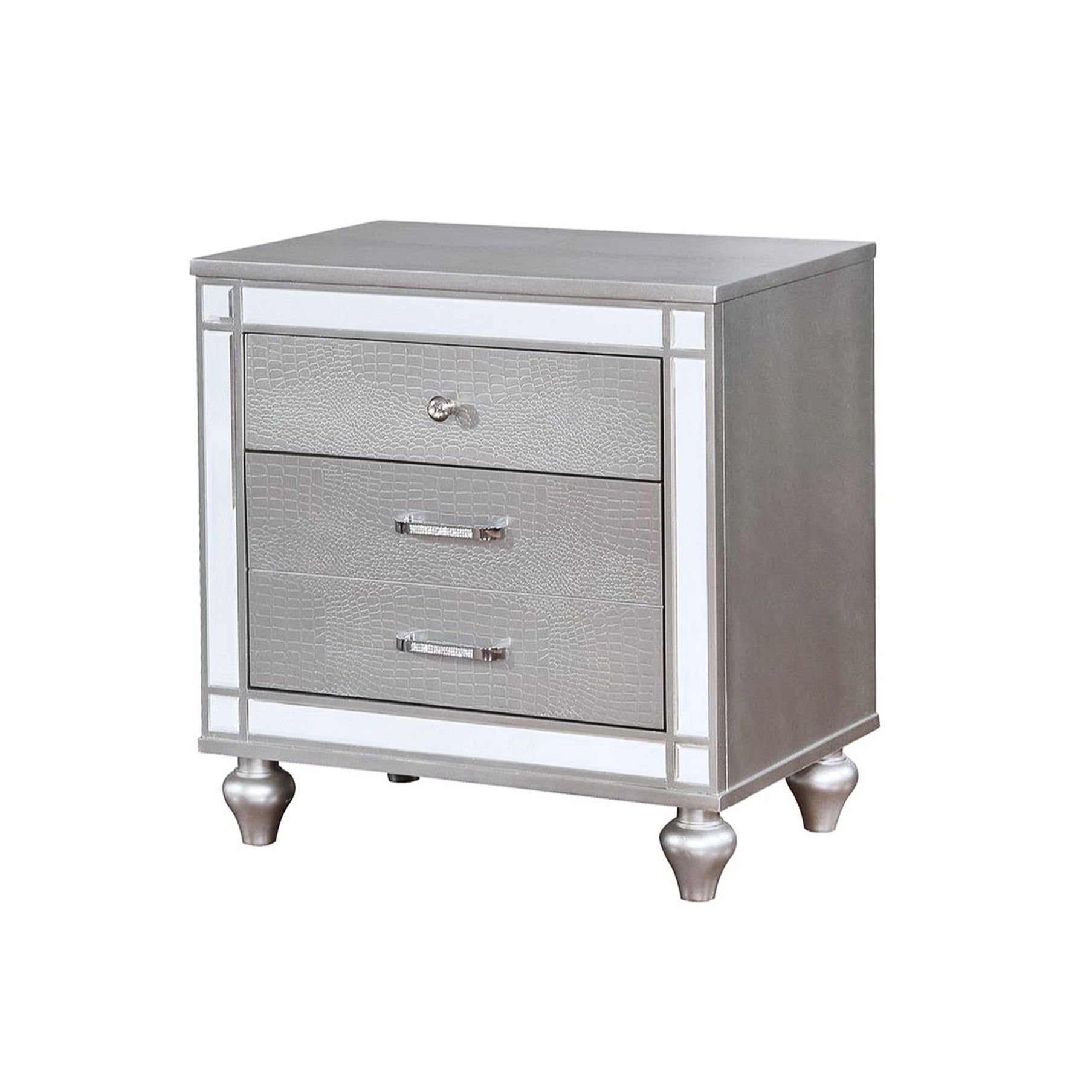 Stylish 2 Wooden Nightstand In Silver - Felt-lined Top Drawers ...