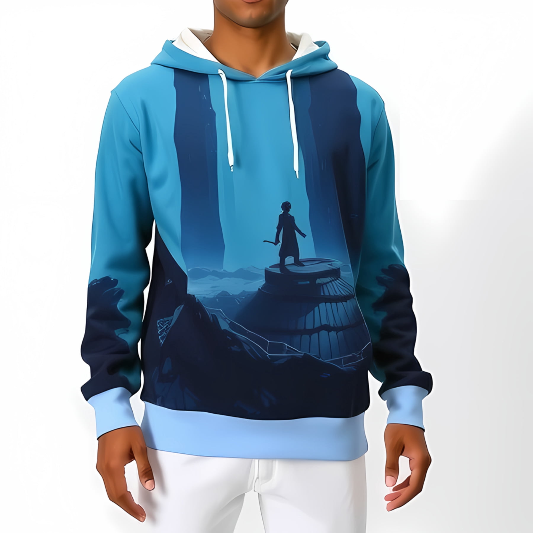 Stylish 3D Graphic Hoodie for Men & Women - Teal & Blue Fantasy Scene ...